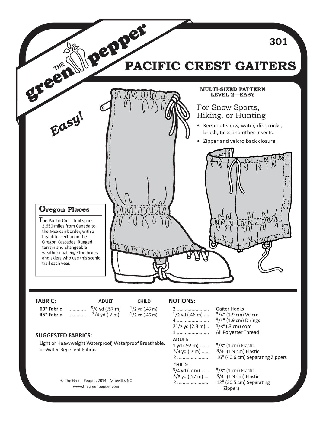 301 – Pacific Crest Gaiters – The Green Pepper